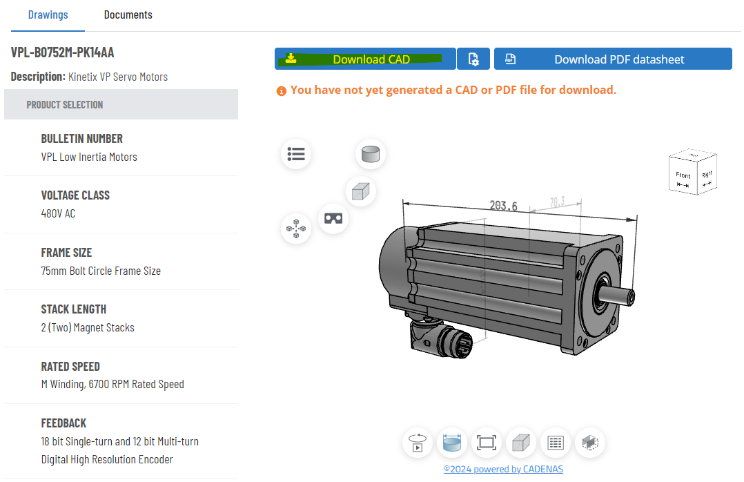 Where can I find drawings of servo motors?