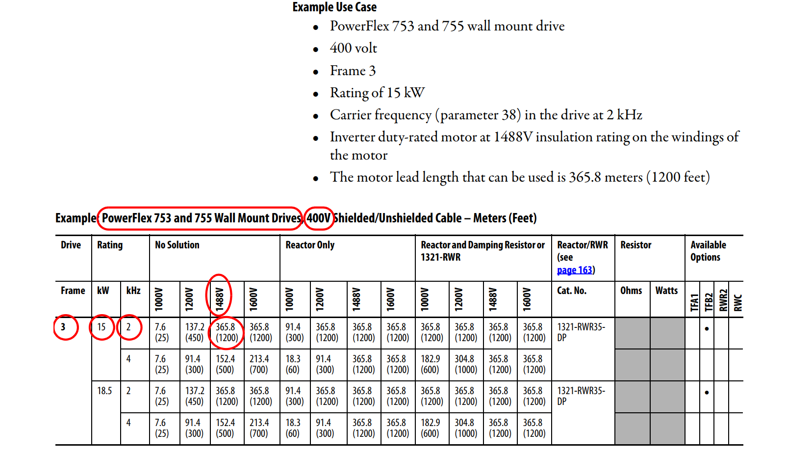 What are the VFD Motor Cable Length Restrictions on a PowerFlex VFD?